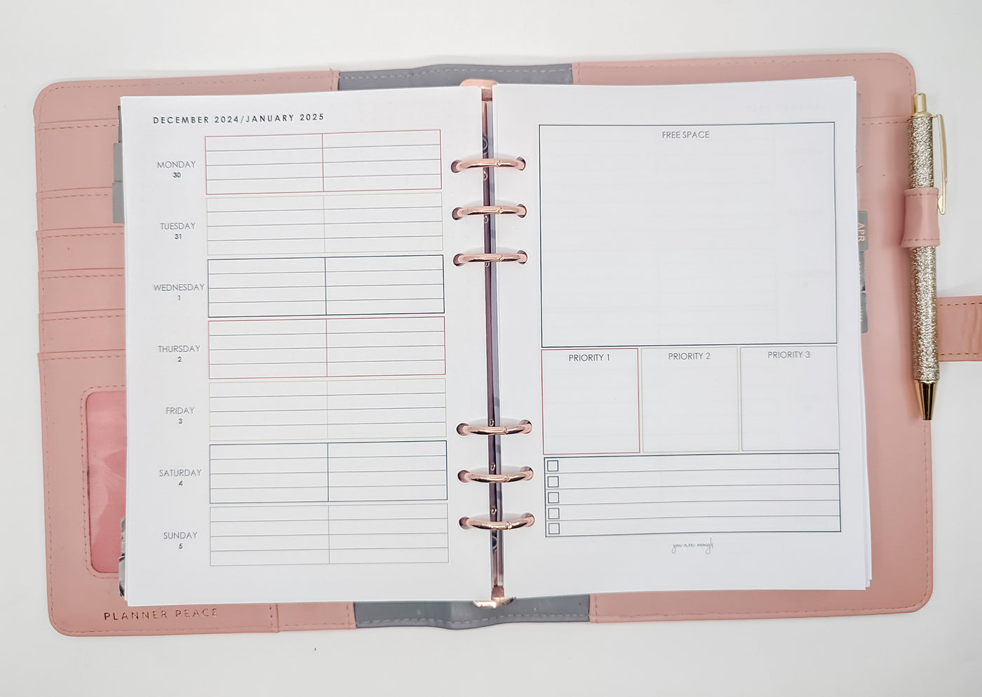 A5 Horizontal Layout Planner Refill - weekly planner inserts - Planner ...