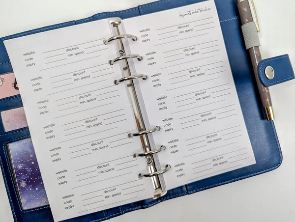 Personal Size Discount Code Tracker - Planner Peace