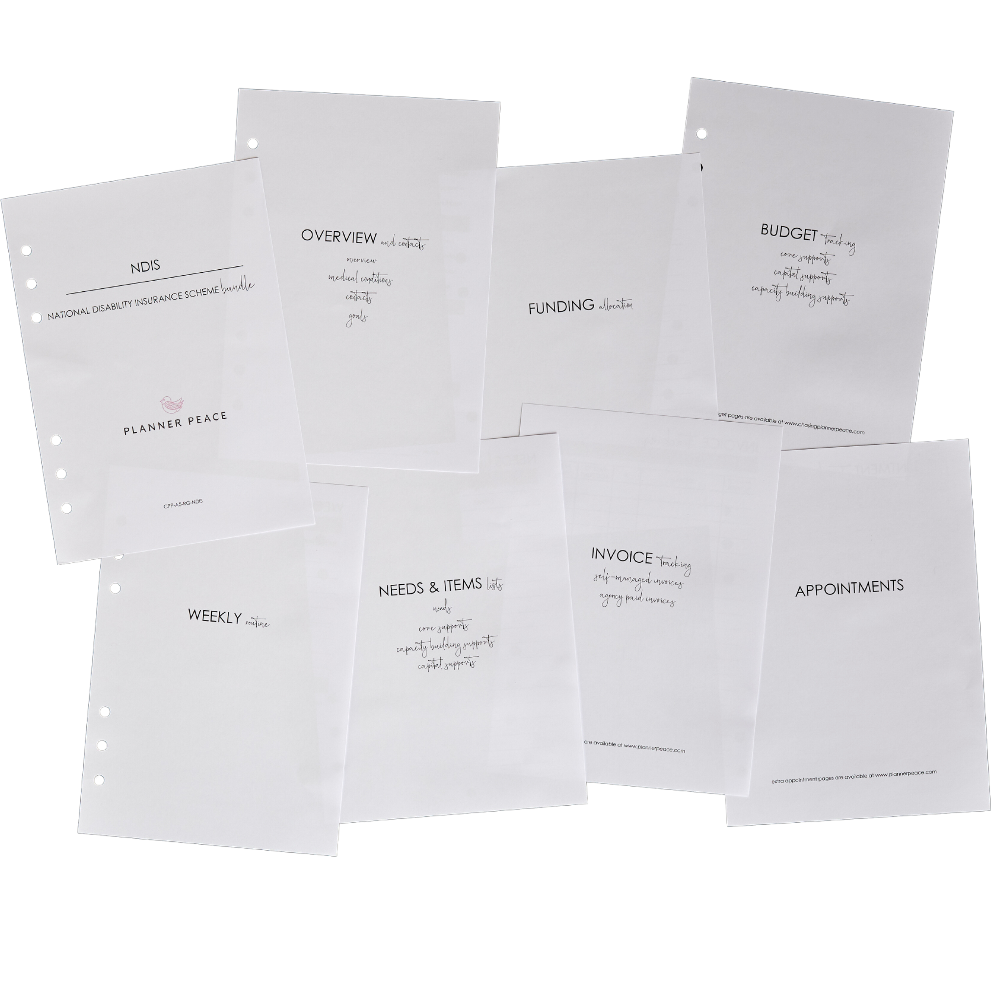A5 NDIS Support Planner bundle - Planner included - Planner Peace