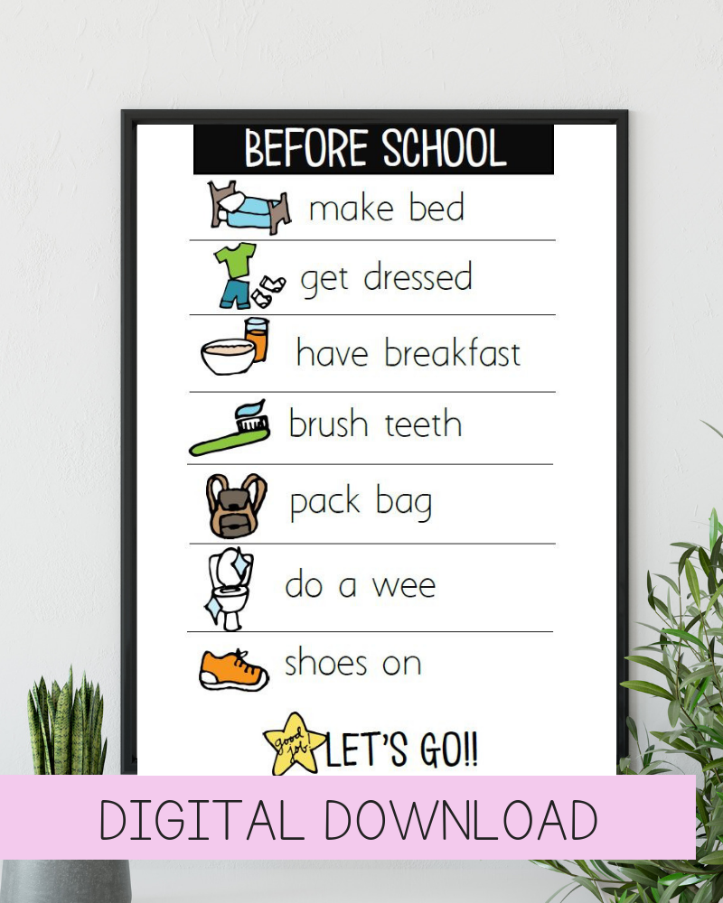 Digital Download Before School Routine Chart - Planner Peace
