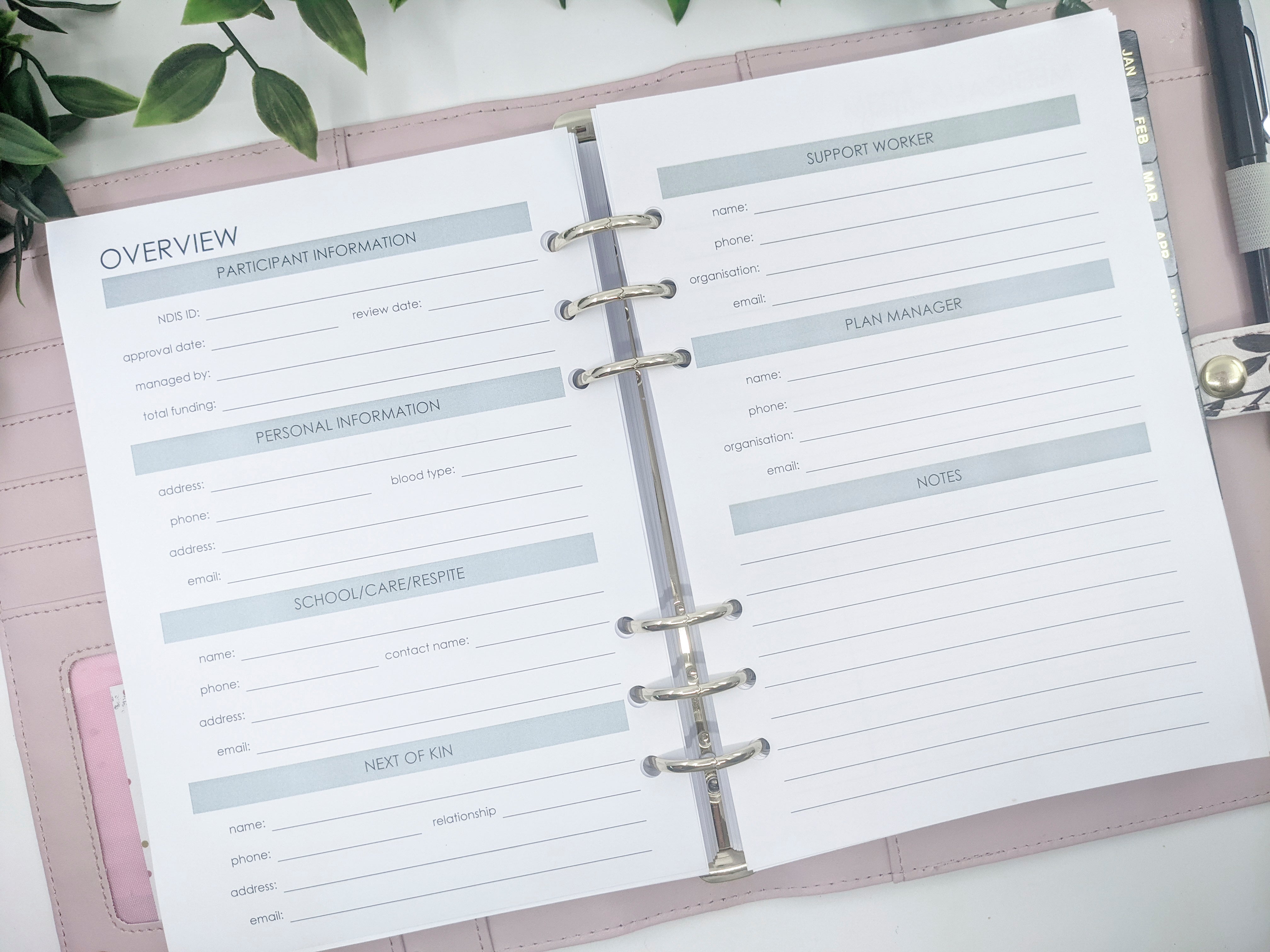 NDIS Planner Insert Pack for National Disability Insurance Scheme by ...