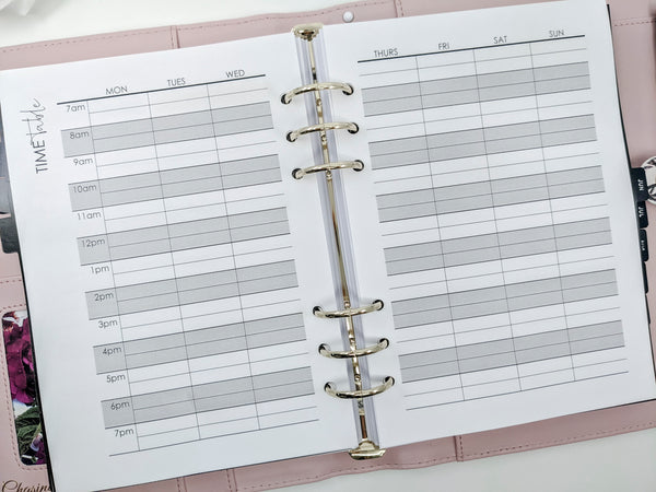 A5 Timetable Planner Refill | A5 Planner Refill by Planner Peace ...