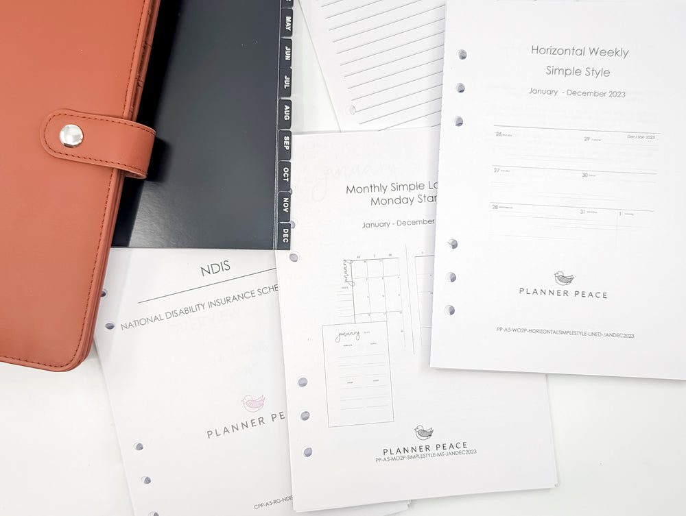 NDIS Planner Bundle REFILL PACK - Planner Peace